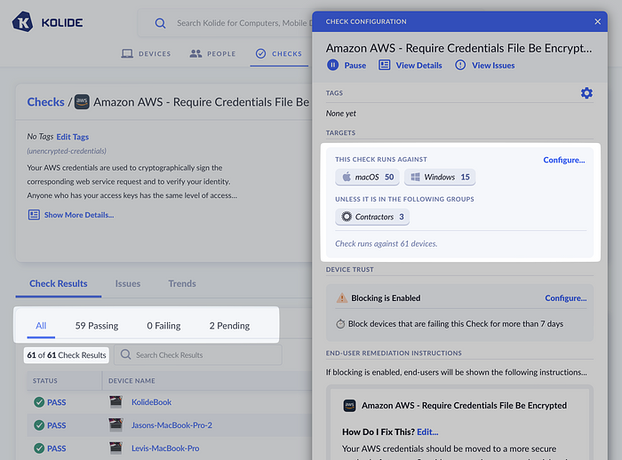 Checks | Kolide by 1Password