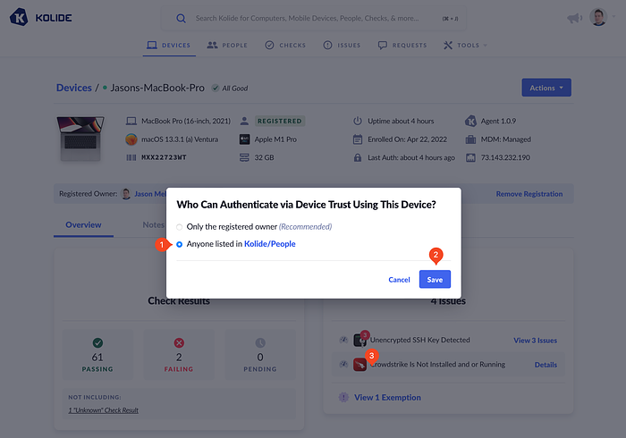 Device Registration | Kolide by 1Password
