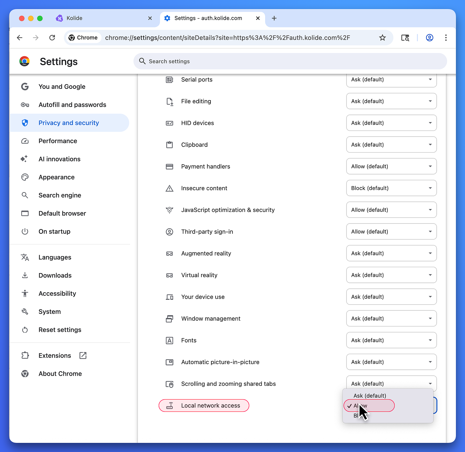 Browser Setup | Kolide by 1Password